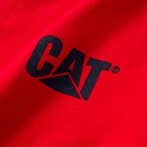 Caterpillar Men's Trademark T-Shirts with Shape-Retention Rib Trim Spandex, Tagless Neck, and CAT Logo on Left Chest, Hot Red Eclipse, X-Large