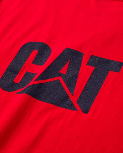 Caterpillar Men's Trademark T-Shirts with Shape-Retention Rib Trim Spandex, Tagless Neck, and CAT Logo on Left Chest, Hot Red Eclipse, X-Large