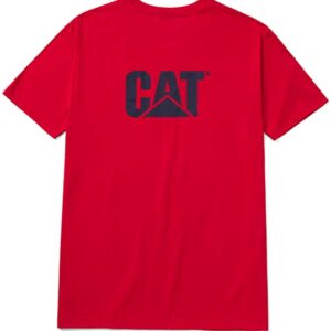 Caterpillar Men's Trademark T-Shirts with Shape-Retention Rib Trim Spandex, Tagless Neck, and CAT Logo on Left Chest, Hot Red Eclipse, X-Large