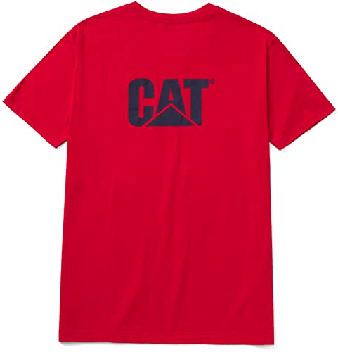 Caterpillar Men's Trademark T-Shirts with Shape-Retention Rib Trim Spandex, Tagless Neck, and CAT Logo on Left Chest, Hot Red Eclipse, X-Large