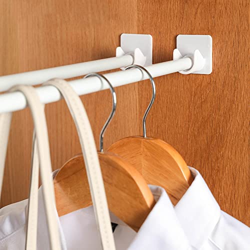 Resdenio Adhesive Shower Curtain Rod Holder - 2 Pack Curtain Rod Bracket No Drilling, Multifunction U Shape ABS Plastic Shower Rod Retainer for Bathroom Bedroom (Shower Curtain Rod Not Included)