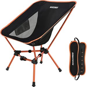 marchway lightweight folding camping chair, stable portable compact for outdoor camp, travel, beach, picnic, festival, hiking, backpacking, supports 330lbs (orange)