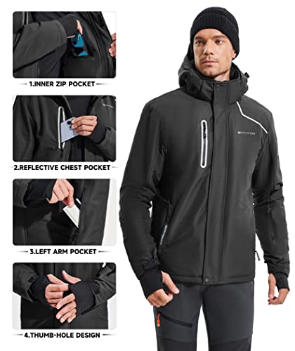 Heathyoga Mens Ski Jacket Waterproof Snowboard Jacket for Men Snow Jacket Skiing Jackets Snowboarding Jackets Ski Coats