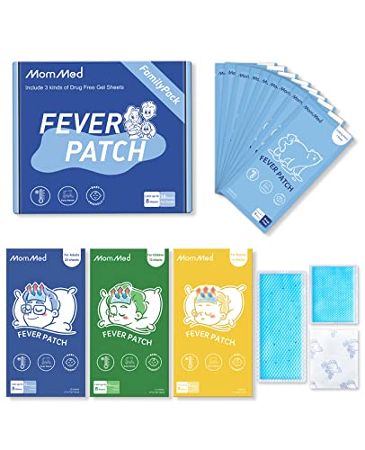 Fever Patch for Family,38 Sheet Fever Cooling Patches for Fever Discomfort, Heat Relief, Drug Free Cooling Gel Pads, Fever Reducer, First Aid, Home and Travel (Family 38 Sheets)