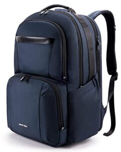 light flight laptop backpack for men, travel backpack for men women bag with charging port fits 17.3 inch computer, 40l back pack for business work college, dark blue