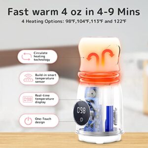 Portable Bottle Warmer, Befano Bottle Warmer Baby Bottle Warmer with 5 Adapters, Rechargeable Travel Bottle Warmer for Breastmilk and Formula with Precise Temperature Control (9000mAh, Touch Control)