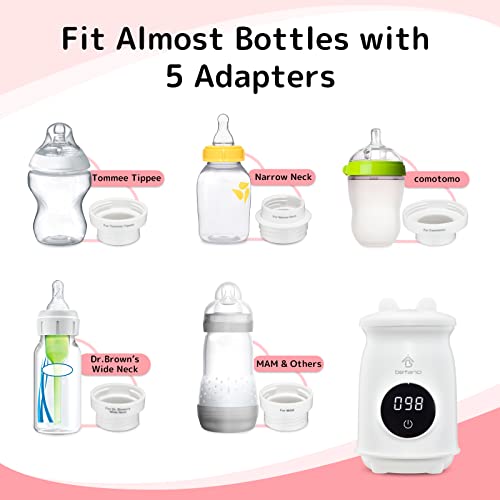 Portable Bottle Warmer, Befano Bottle Warmer Baby Bottle Warmer with 5 Adapters, Rechargeable Travel Bottle Warmer for Breastmilk and Formula with Precise Temperature Control (9000mAh, Touch Control)