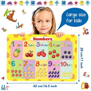 6 Pcs Kids Toddler Educational Reusable Washable Placemats for Dining Table Plastic Preschool Baby Learning Mats USA Map Solar System Alphabet Number Shape Color Mat Home School Kindergarten Supply