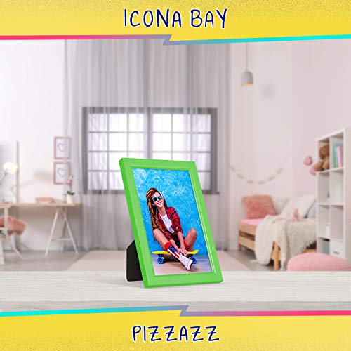 Icona Bay 4x6 Picture Frames (Green, 3 Pack), Colored Solid Wood Scandinavian Style Frames for Photo, Pizzazz Collection