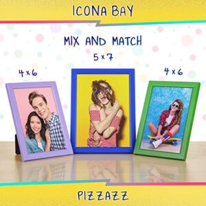 Icona Bay 4x6 Picture Frames (Green, 3 Pack), Colored Solid Wood Scandinavian Style Frames for Photo, Pizzazz Collection