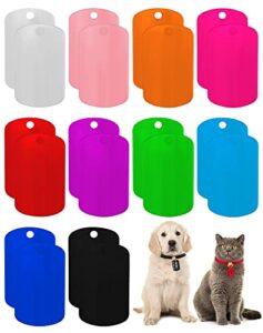 cinvo blank aluminum tags id tags for dogs cats in 10 colors metal stamping tags with hanging holes rectangle blank discs pet name phone number personalized pendant craft tags(pack of 20)