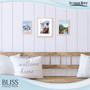 Icona Bay 8x10 Picture Frames with Removable Mat for 5x7 Photos (Light Oak, 5 Pack), Modern Style Wood Composite Frames, Table Top or Wall Mount, Bliss Collection