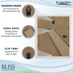 Icona Bay 8x10 Picture Frames with Removable Mat for 5x7 Photos (Light Oak, 5 Pack), Modern Style Wood Composite Frames, Table Top or Wall Mount, Bliss Collection