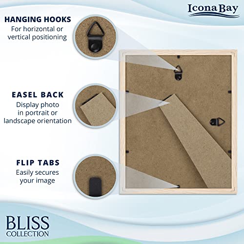 Icona Bay 8x10 Picture Frames with Removable Mat for 5x7 Photos (Light Oak, 5 Pack), Modern Style Wood Composite Frames, Table Top or Wall Mount, Bliss Collection