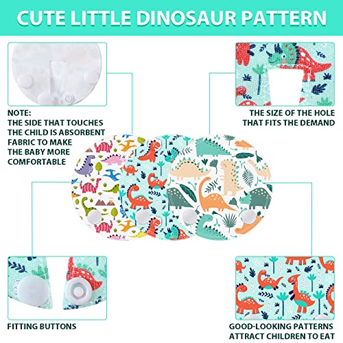 Breling 18 Pack Feeding Tube Pads Button Pads Gtube Button Covers Reusable Button Pads g Tube Cutie Dinosaur Feeding Supplies for Kids Baby Breastfeeding Nursing Care Medium