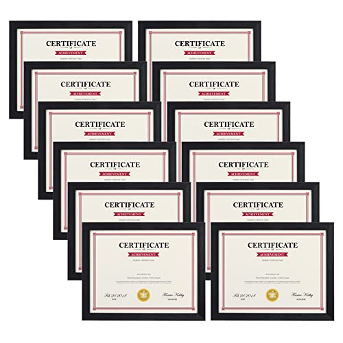 Giftgarden Black 8.5x11 Picture Frame Set of 12, Multi 8.5 x 11 Frames Bulk for Award Certificate Document Diploma, Wall or Tabletop Display