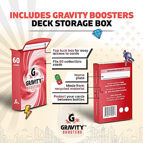 Gravity BOOSTERS | 60 Assorted Cards | Guaranteed Authentic Cards w/Real Holo Rares and a Gravity BOOSTERS Deck Box