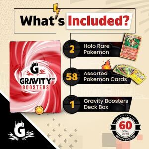 Gravity BOOSTERS | 60 Assorted Cards | Guaranteed Authentic Cards w/Real Holo Rares and a Gravity BOOSTERS Deck Box