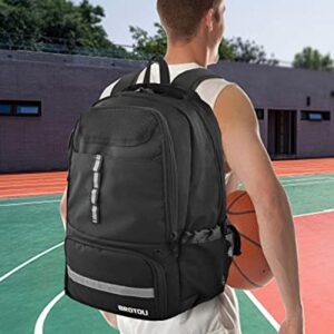 BROTOU Soccer Bag, Basketball Backpack with Ball Compartment, Soccer Backpack for Basketball/Volleyball/Football, Large Capacity Sports Equipment Bags for Men/Women (Black new)