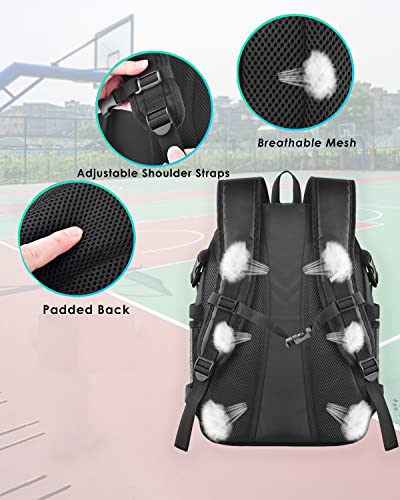 BROTOU Soccer Bag, Basketball Backpack with Ball Compartment, Soccer Backpack for Basketball/Volleyball/Football, Large Capacity Sports Equipment Bags for Men/Women (Black new)