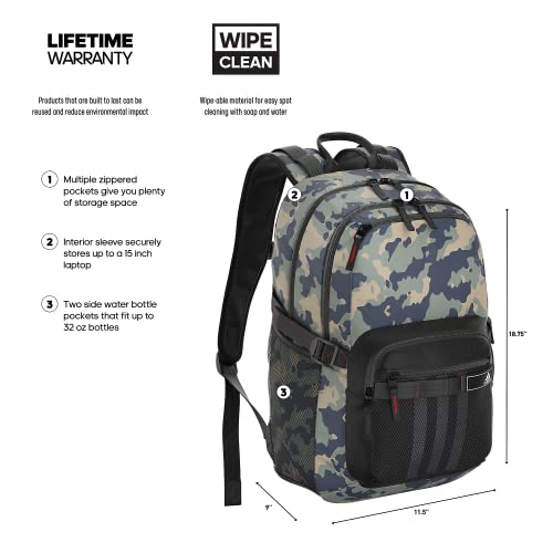 adidas Energy Backpack, Essential Camo Crew Navy-Silver Green/Black, One Size