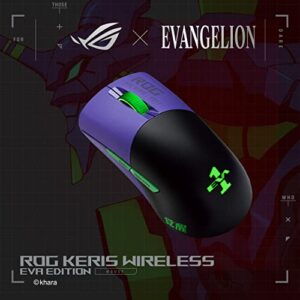 ASUS ROG Keris Wireless EVA Edition Gaming Mouse, Wireless Mouse with Tri-Mode connectivity, 16000 DPI Sensor, 7 programmable Buttons, PBT, hot-swappable Switch sockets, Paracord Cable