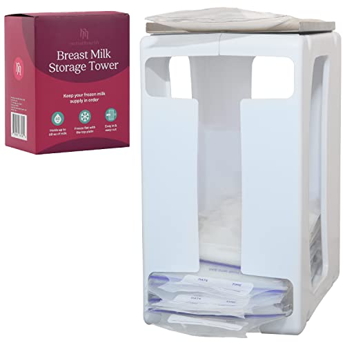 Breast Milk Storage Tower with Tray - Nurse & Nourish - Holds Up to 60 oz - Easily Organize and Freeze Milk - Breastfeeding Essentials - Breastmilk Storage Containers for Freezer