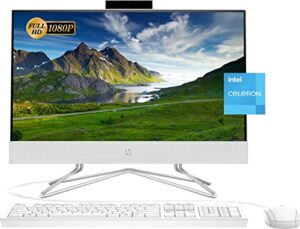 hp 2022 newest all-in-one desktop, 21.5" fhd display, intel celeron j4025 processor, 16gb ram, 512gb pcie ssd, webcam, hdmi, rj-45, wired keyboard&mouse, wifi, windows 11 home, white