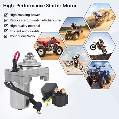 JCKLW Starter Motor for 50cc 70cc 90cc 100cc 110cc 125cc with Solenoid Relay ATV Dirt Bike Pit Bike Dune Buggy Sandrail Quad 4 Wheelers SSR Roketa Tao tao Coolster Jonway SunL Go Karts