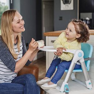 FLIPPA Baby Booster Seat for Dining Table, Folding Portable Booster Chair for Toddlers Eating with Tray and Seat Belt Blue