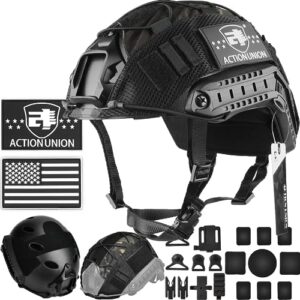 actionunion airsoft fast helmet basic set pj type tactical paintball helmet (large, black)