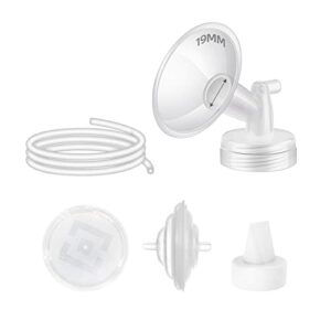 begical pump parts compatible with spectra s2 s1 9 plus motif luna amada mya breastpump, incl 19mm flange white valve tubing backflow protector flange cover, replace original pump accessories