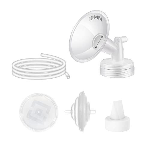 Begical Pump Parts Compatible with Spectra S2 S1 9 Plus Motif Luna Amada MYA Breastpump, Incl 19mm Flange White Valve Tubing Backflow Protector Flange Cover, Replace Original Pump Accessories