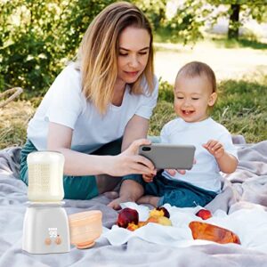 Baby Bottle Warmer, Portable Bottle Warmer with 8 Adapters Rechargeable Travel Bottle Warmer Cordless for Baby Milk Breastmilk with Precise Temperature Control and Automatic Shut-Off