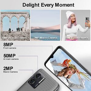 DOOGEE N50 2023 Unlocked Cell Phone, 15GB+128GB Android 13 Smartphone, 6.52" Display Android Phone, 50MP AI Camera Dual 4G Phones Unlocked, 90dB Loud Speaker, OTG, Fingerprint, T-Mobile - Grey