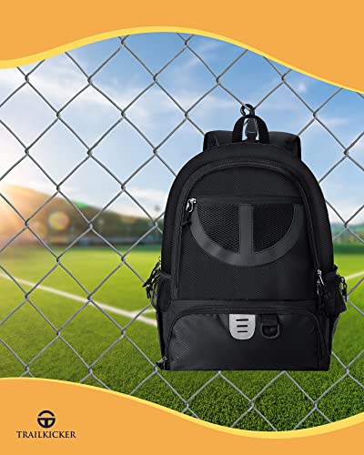 TRAILKICKER Mesh Black Basketball Soccer Bag Backpack Sports Volleyball Football Bag with Ball and Shoe Compartment for Boys Girls Man Women Ball Equipment Bag Basketball Stuff