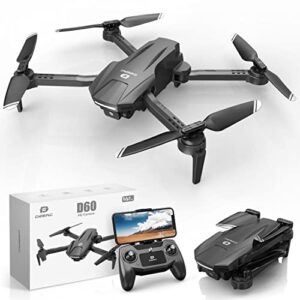 deerc d60 drones with camera for adults, kids, fpv 1080p hd video, long battery life, gravity sensor, foldable, hobby rc quadcopter, suitable as gifts for boys, girls, beginner adults, 1 piece, black