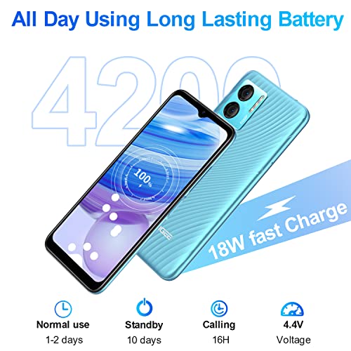 DOOGEE N50 |2023| Unlocked Cell Phone,15GB RAM+128GB ROM, Android 13 Smartphone,50MP AI Camera Mobile Phone,Loud Speaker,6.52" HD+Display Android Smartphone,Dual Sim 4G,OTG/Fingerprint Blue