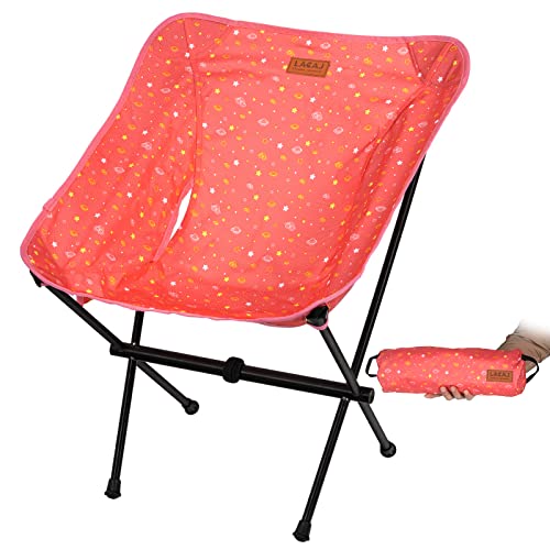 G2 GO2GETHER Star-Moon Printing Lightweight Camping Folding Chair for Adult, 600D Oxford Fabric, Durable Aluminum Alloy Frame, Easy to Storage and Carry, Suit for Camping, Hiking, Go to Beach (Pink)