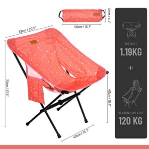 G2 GO2GETHER Star-Moon Printing Lightweight Camping Folding Chair for Adult, 600D Oxford Fabric, Durable Aluminum Alloy Frame, Easy to Storage and Carry, Suit for Camping, Hiking, Go to Beach (Pink)