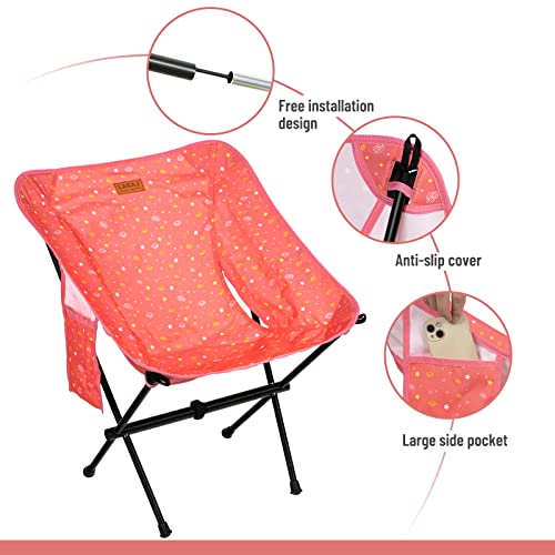 G2 GO2GETHER Star-Moon Printing Lightweight Camping Folding Chair for Adult, 600D Oxford Fabric, Durable Aluminum Alloy Frame, Easy to Storage and Carry, Suit for Camping, Hiking, Go to Beach (Pink)