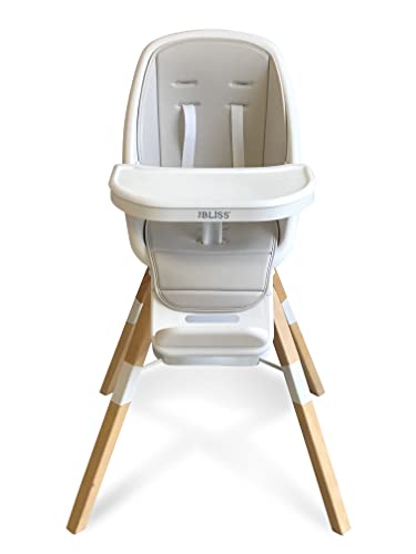 Turn-A-Tot Baby High Chair | 2 in 1 Portable Wooden Toddler Chair, 360° Swivel Design 2-Position Foot Rest | Baby Feeding Chair with Removable Dishwasher-Safe Tray, by TruBliss (Grey Taupe)