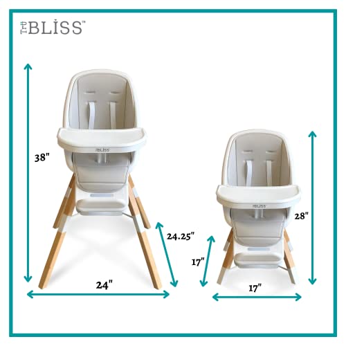 Turn-A-Tot Baby High Chair | 2 in 1 Portable Wooden Toddler Chair, 360° Swivel Design 2-Position Foot Rest | Baby Feeding Chair with Removable Dishwasher-Safe Tray, by TruBliss (Grey Taupe)