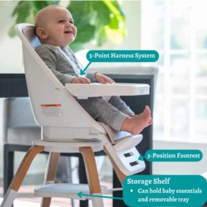 Turn-A-Tot Baby High Chair | 2 in 1 Portable Wooden Toddler Chair, 360° Swivel Design 2-Position Foot Rest | Baby Feeding Chair with Removable Dishwasher-Safe Tray, by TruBliss (Grey Taupe)