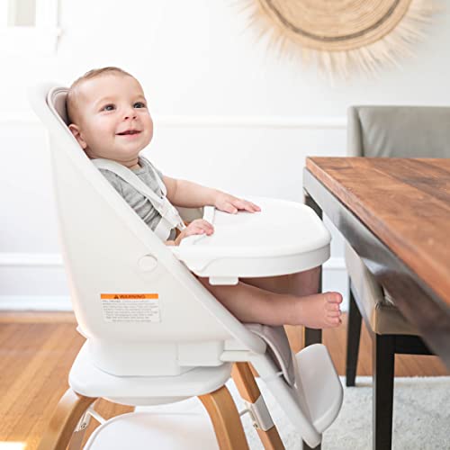 Turn-A-Tot Baby High Chair | 2 in 1 Portable Wooden Toddler Chair, 360° Swivel Design 2-Position Foot Rest | Baby Feeding Chair with Removable Dishwasher-Safe Tray, by TruBliss (Grey Taupe)