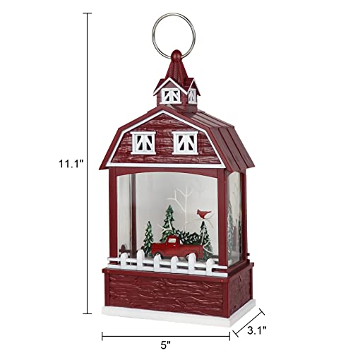 Lasumora Musical Snow Globe Lantern with 6H Timer, Lighted USB/Battery Operated Swirling Singing Water Glittering Lantern, Snow Globes Lantern for Christmas Home Decoration and Gift