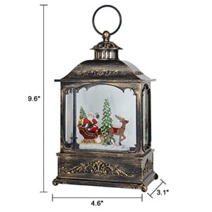 Wondise Christmas Muscal Snow Globe with Timer, USB Plug-in & Battery Operated Spinning Water Glitters Lighted Singing Snow Globe Lantern for Christmas Decorations(Santa)