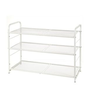 leguang 3-tier stackable shoe rack storage organizer, for bedroom closet, entryway, hallway, expandable & adjustable, metal mesh, white