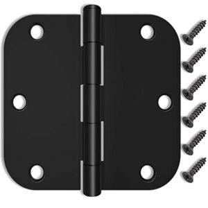 9 pack matte black door hinges,3.5 inch door hinges black matte with 5/8" radius,fit standard door/bedroom door/exterior door/interal door hardware hinges,black finish hinges for doors 3 1/2 inch