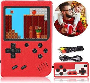 triyilove handheld game console, retro game console with 500 classic fc games 3 inch screen 1020mah rechargeable battery portable game console support tv connection & 2 players for kids adults (red)